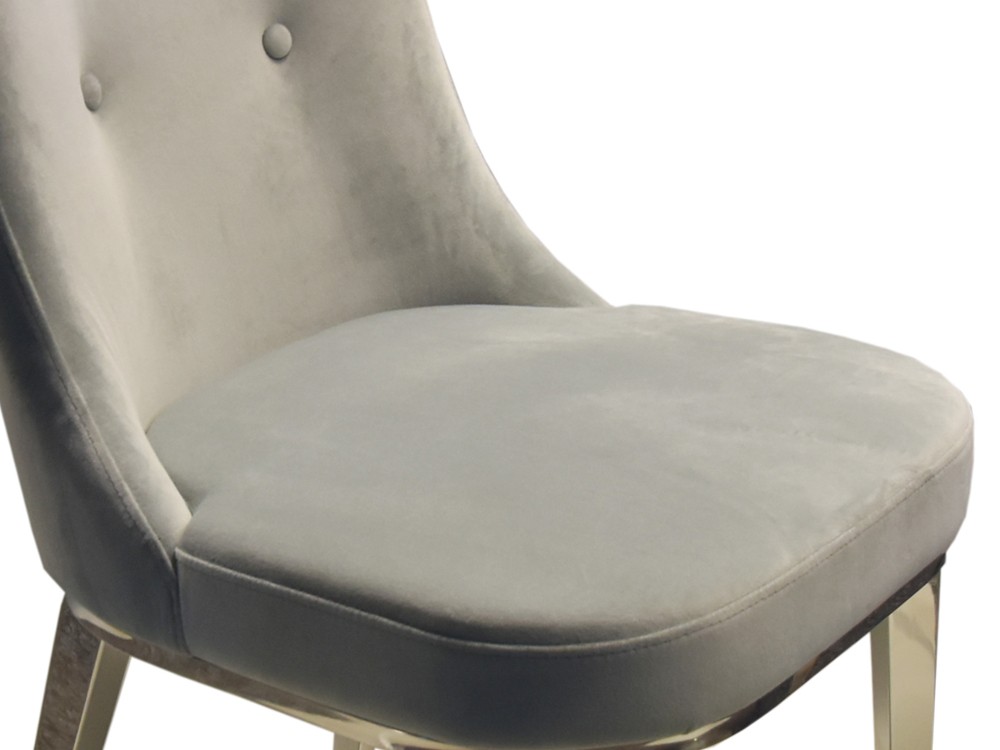 MATHE - stol i silver sammet, modern sammetsstol i silver, stol i sammet