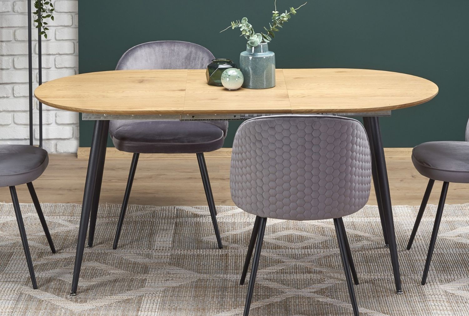 ANGEL - utdragbart matbord i ek och svart